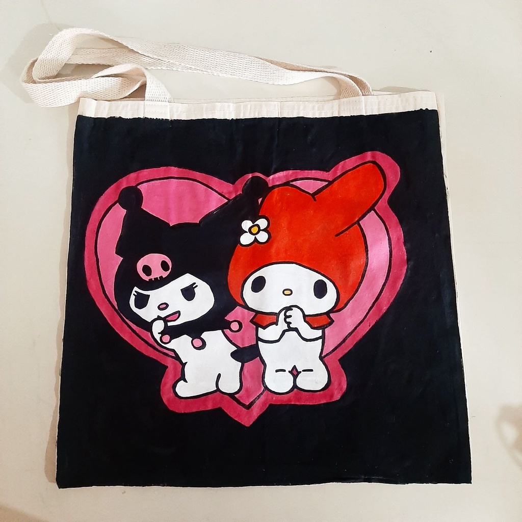 Ecobag pintada à mão – Kuromi e My Melody | Shopee Brasil