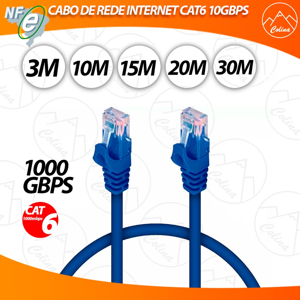 Cabo de Internet Conexão CAT6 10Gbps Vários Tamanhos | Shopee Brasil