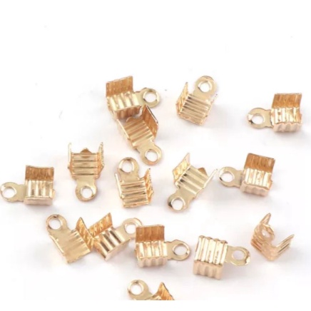 100 unidades Terminal Quadrado frisado/ terminal tips 4mm / Bijuterias ...