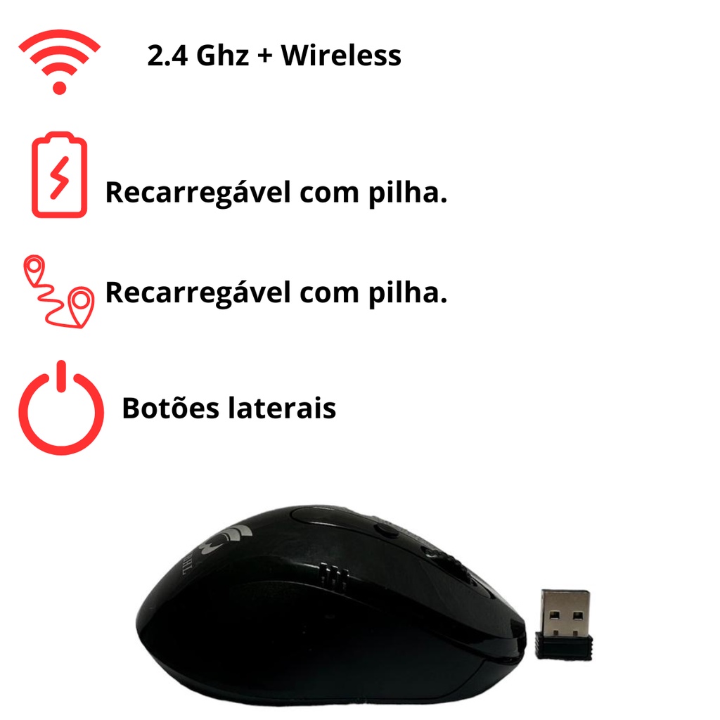 Mouse Sem Fio Gamer Wireless Entrada Usb Novo | Shopee Brasil
