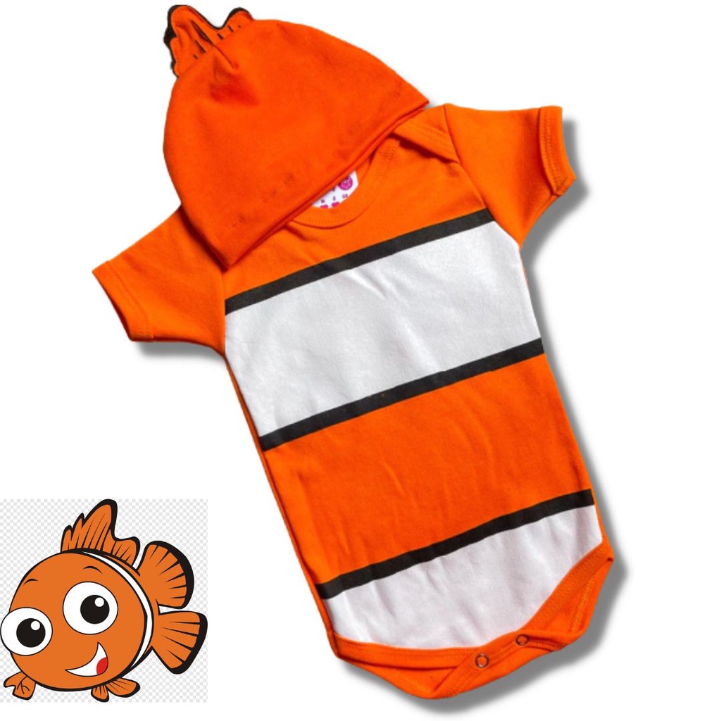 Kit Completo Body Nemo Mesverssario fantasia com Touca | Shopee Brasil