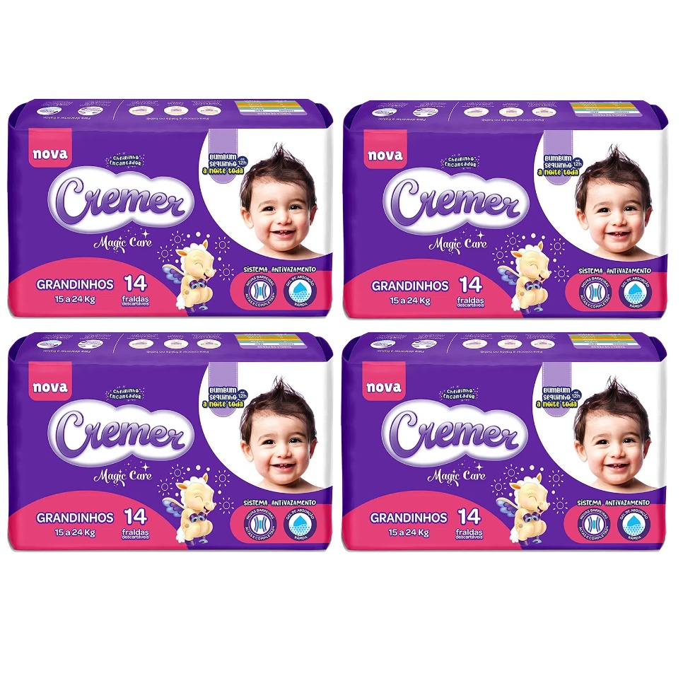 Kit Fralda Cremer Magic Care Jumbinho - Tam Grandinhos - 56 fraldas ...