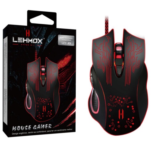 Mouse Gamer Com Fio USB Led Rgb 3200 DPI LEY-X9 Lehmox. | Shopee Brasil