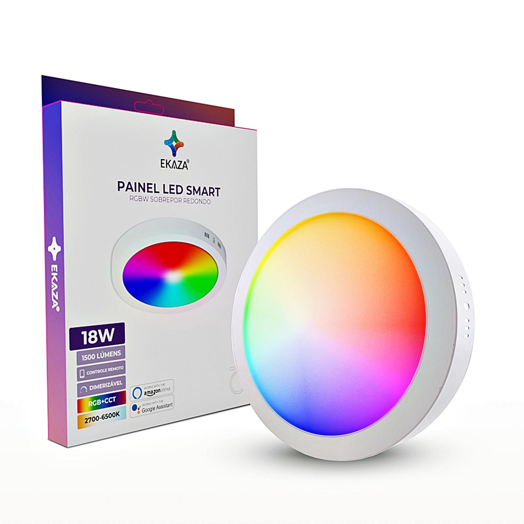 Plafon Inteligente Wi-fi Led 18w Rgb Redondo Sobrepor Alexa | Google ...