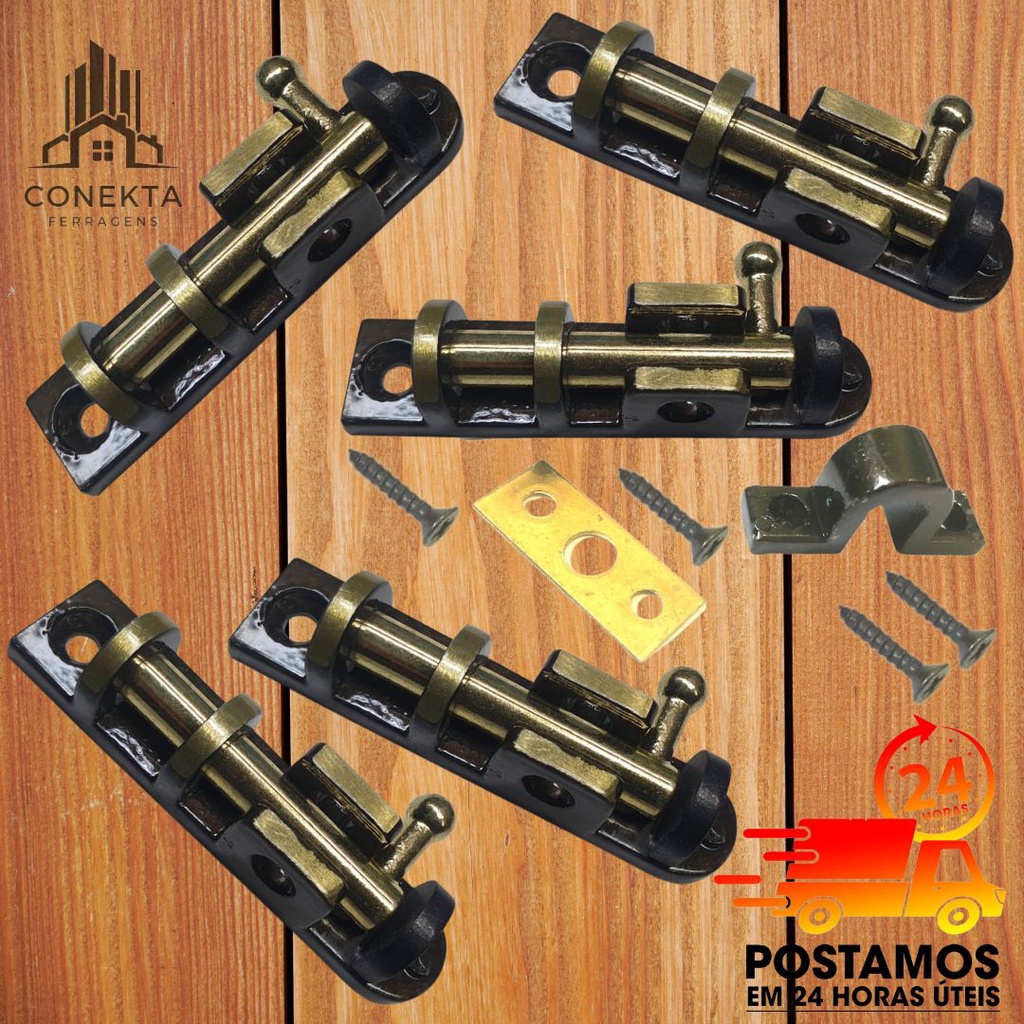 Kit 5 Trinco Universal Fecho Ferrolho Zlo 6cm Para Portas e Janelas ...
