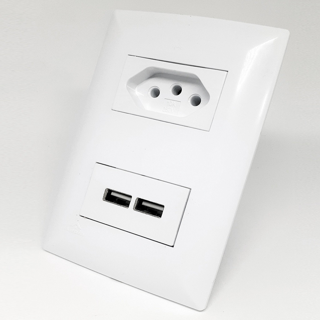 Tomada USB Duo Tomada com Entradas USB Switch | Shopee Brasil