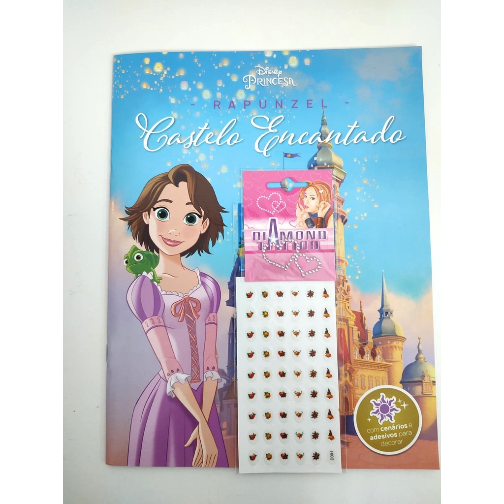 Revista Rapunzel Castelo Encantado com Cenário e Adesivos para Colorir ...