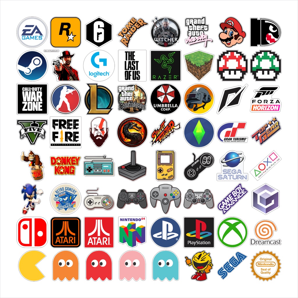 Adesivos Stickers Gamer video game retro jogos | 64 adesivos | modelo ...