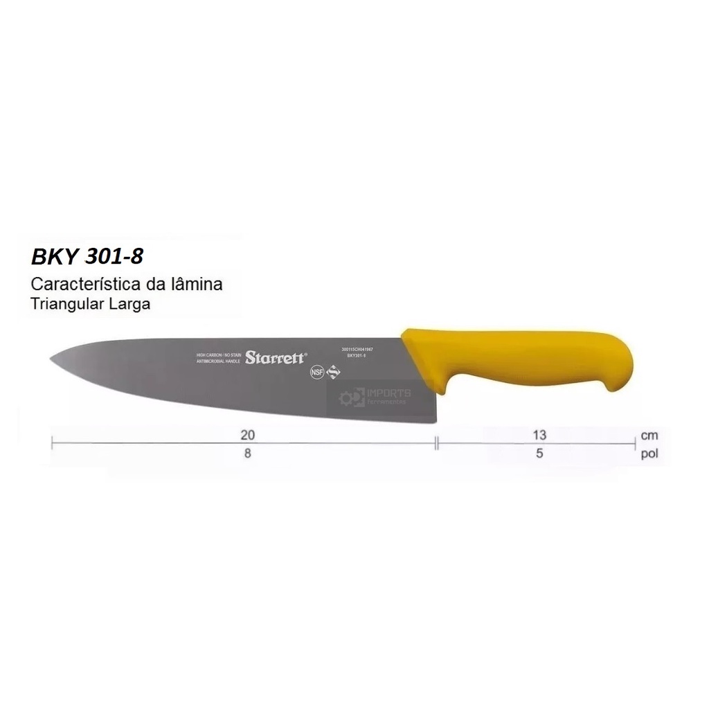 Faca Profissional Amarela Açougue Starrett 8 Pol 20cm | Shopee Brasil