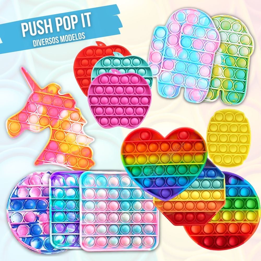 Kit 3 Popit Brinquedos Bolha Push Pop It Fidget Toy Colorido Tiktok 13 ...