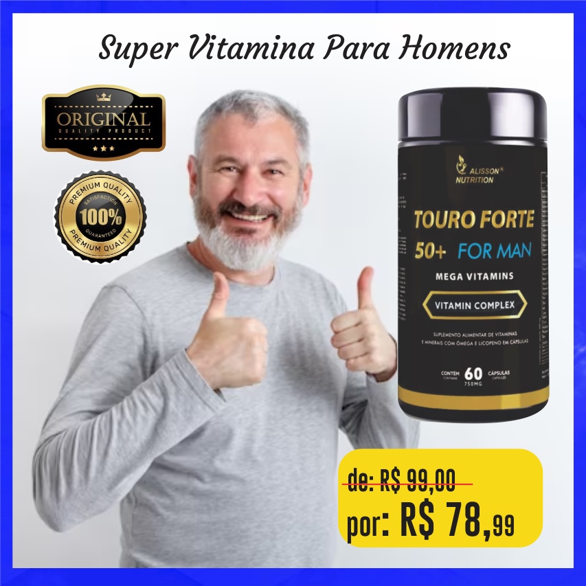 Mega Vitamina para homens 50+ mais - Com Ômega 3 E Licopeno 60 Cápsulas ...