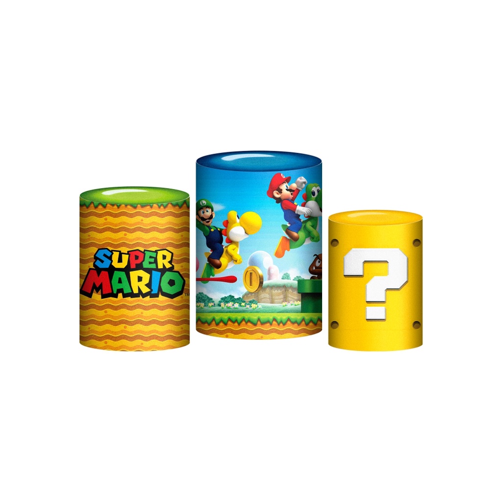 Trio de Capa para Cilindro Tema Super Mario em Tecido 3d Sistema Veste ...