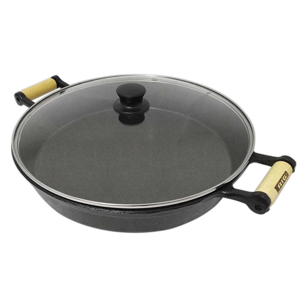 Frigideira grande de ferro fundido 36cm tampa vidro - 4litros | Shopee ...