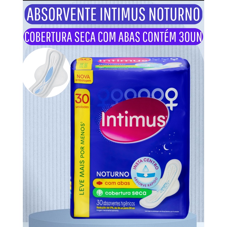 Absorvente Intimus Noturno Cobertura Seca Com Abas Contém 30UN | Shopee ...