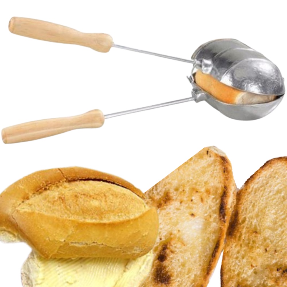 Sanduicheira Forma Pão Francês Alumínio Cabo Madeira Lanche Fogão ...