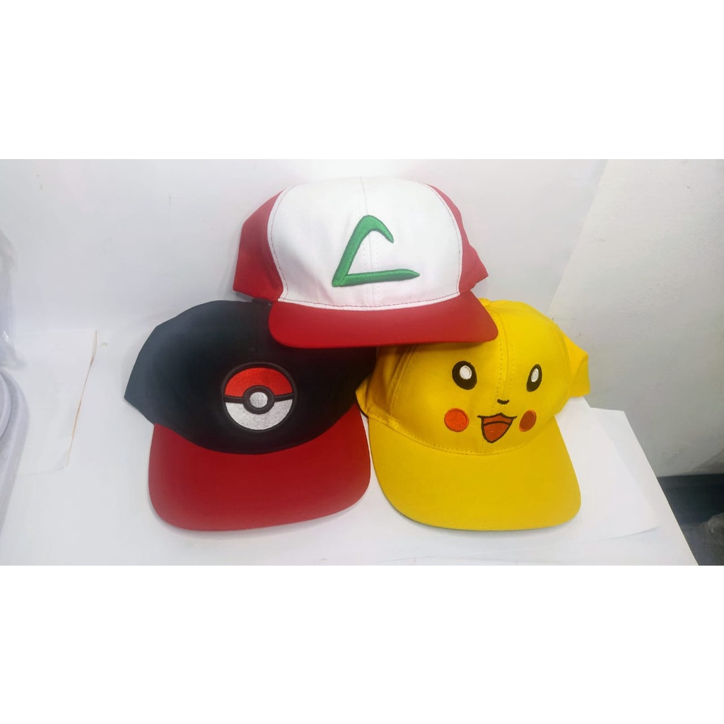 Boné Pikachu aba reta anime pokémon / pokebola ou treinador bordado ...