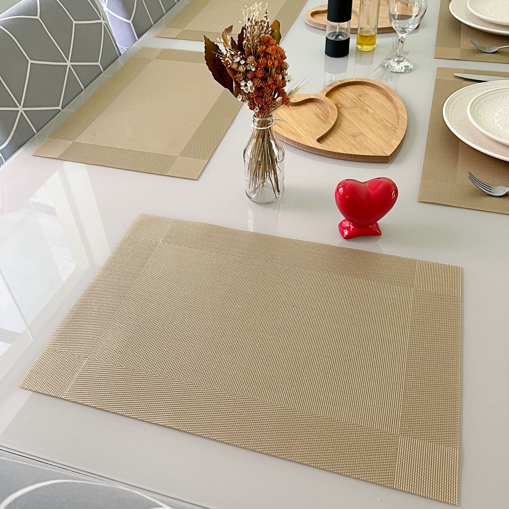 6 Peças Jogo Lugar Americano Sousplat Retangular Descanso de Prato ...