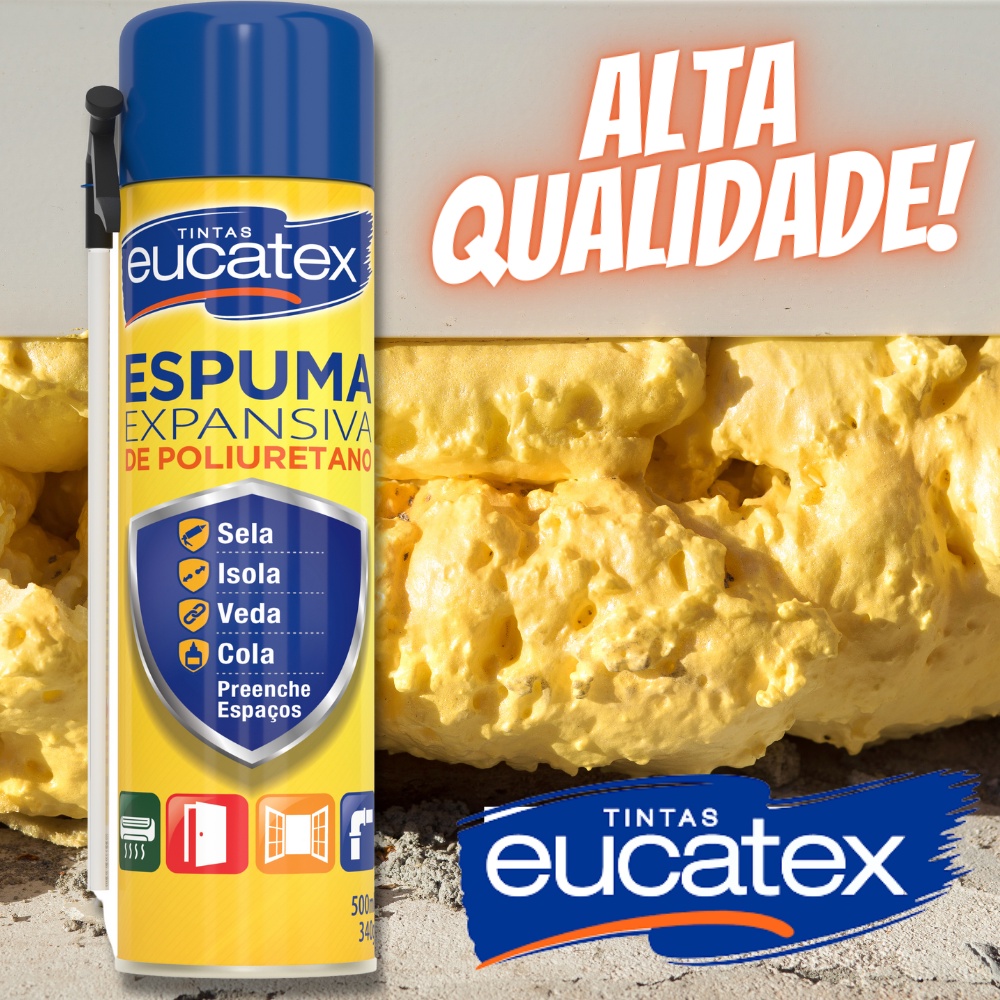 Espuma Expansiva de Poliuretano 500ml Eucatex Sela, Isola, Veda, Cola e ...