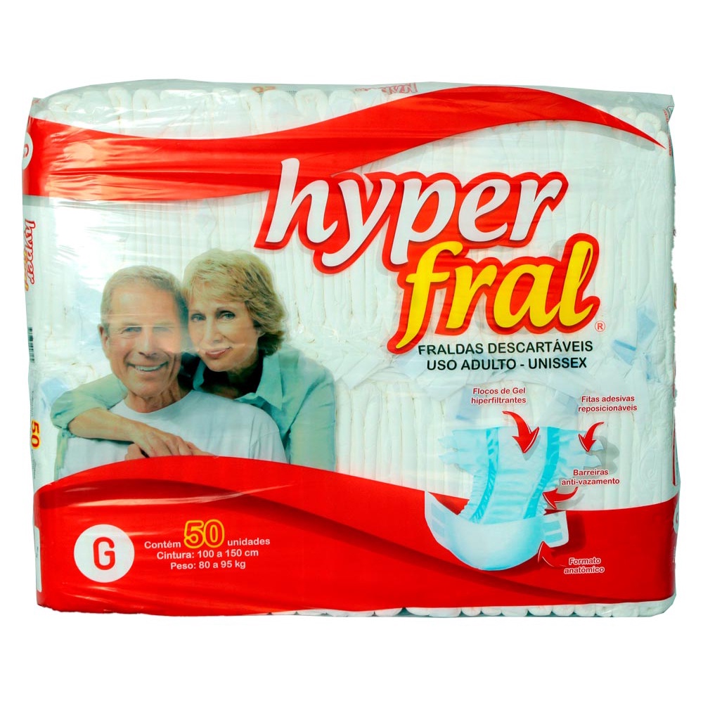 Fralda geriátrica Noturna Hyper Fral G c/50 unid | Shopee Brasil