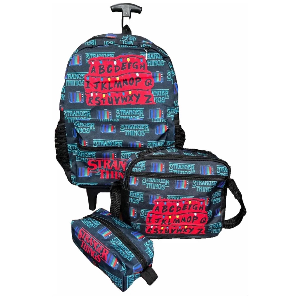Kit Mochila Escolar Juvenil Costas Stranger Things Azul | Shopee Brasil