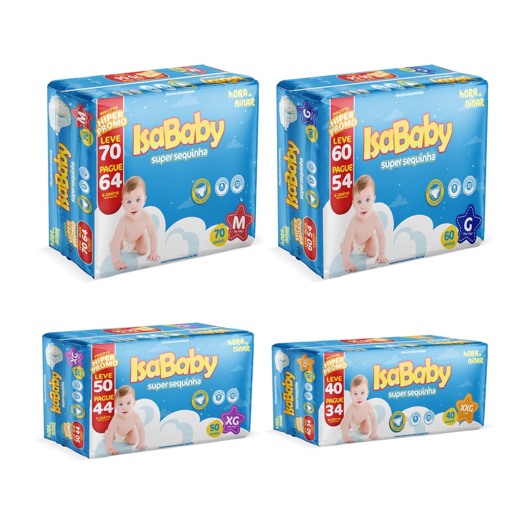 Fralda Pacote Hiper Isababy | Shopee Brasil