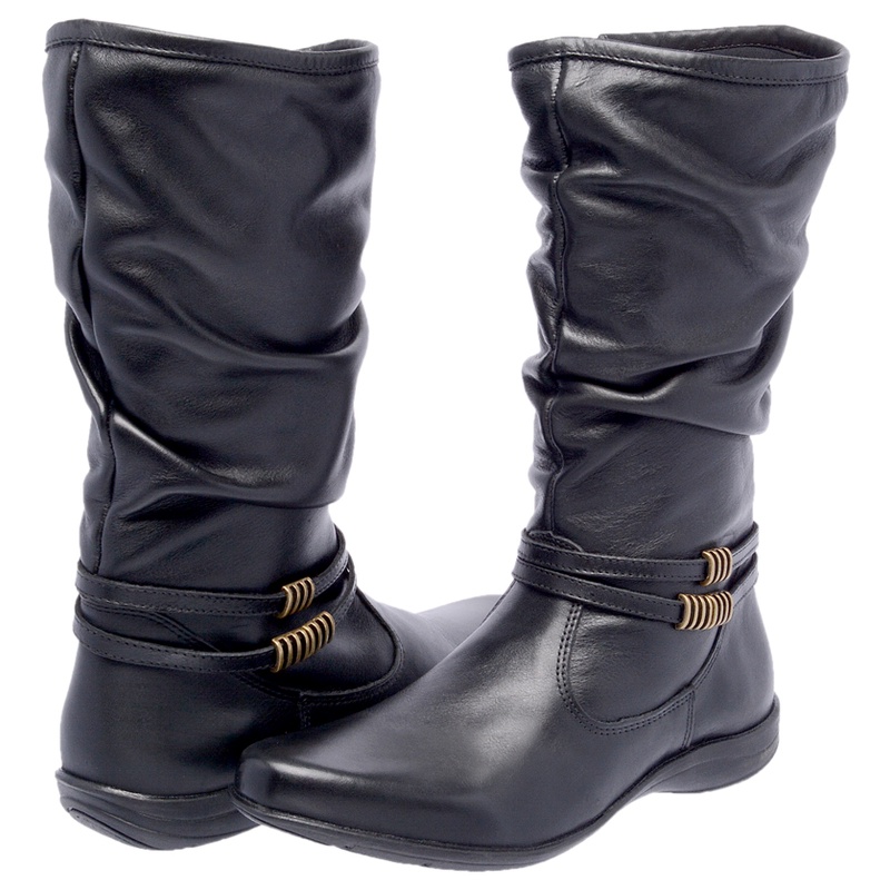 Bota Feminina Rasteira Em Couro Legitimo Cano Alto Enrugado | Shopee Brasil