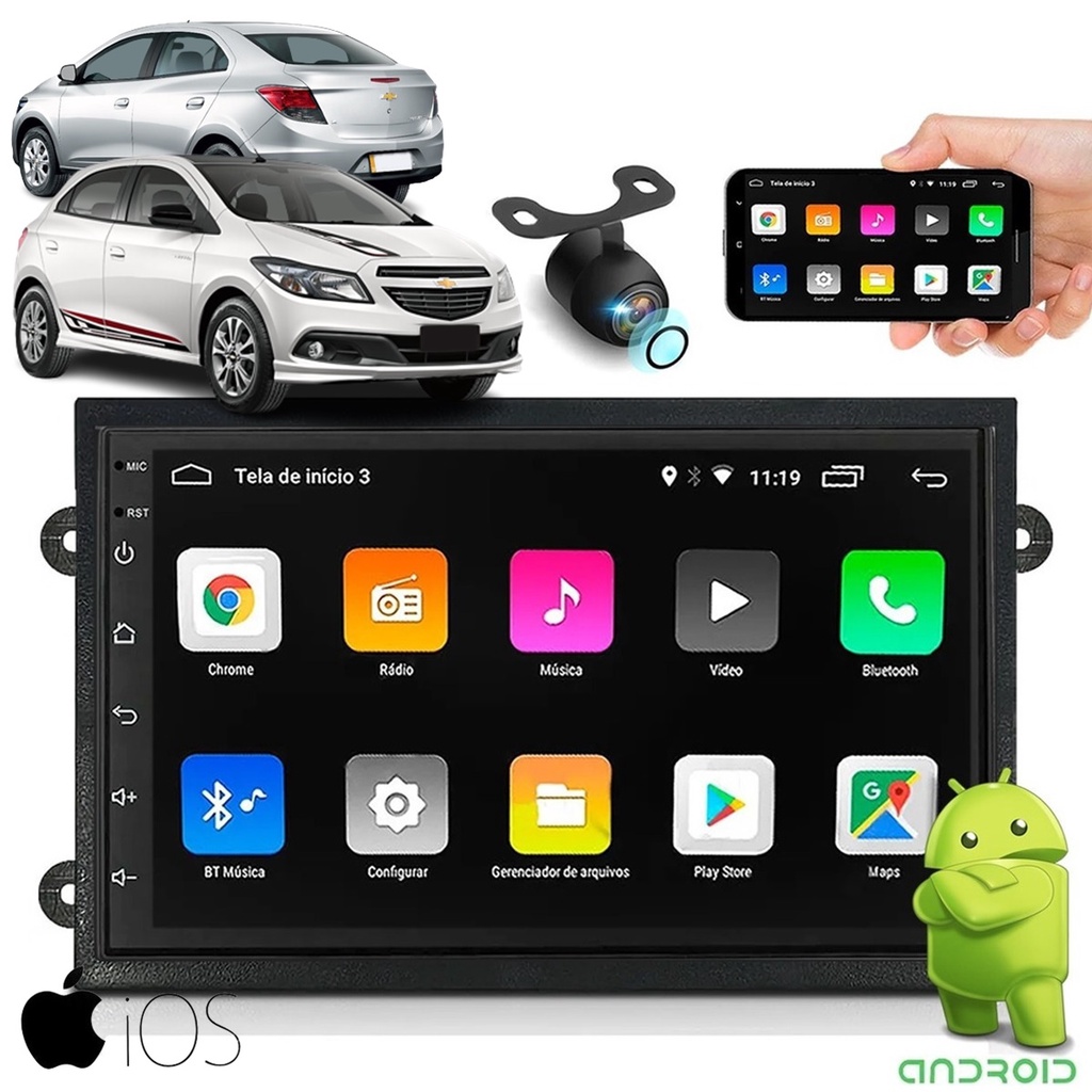 Central Multimídia Onix Android Com Carplay Wifi Gps Integrado Com Aplicativos | Shopee Brasil
