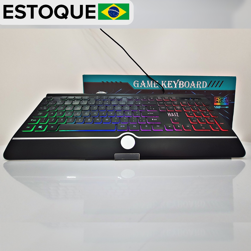 Teclado LED Gamer com RGB Luminoso, Haiz de Membrana Full Size ...