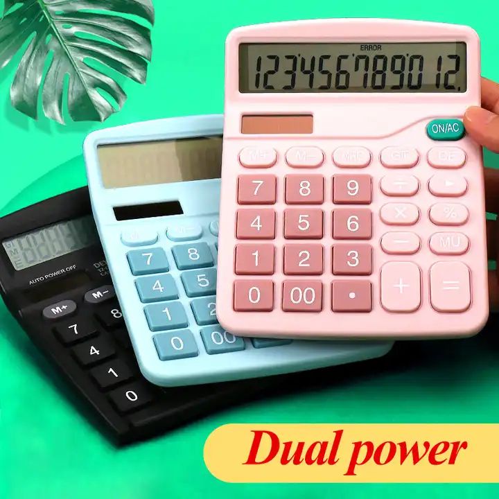 Calculadora Mesa Visor Grande 12 Dígitos Solar E Pilha | Shopee Brasil