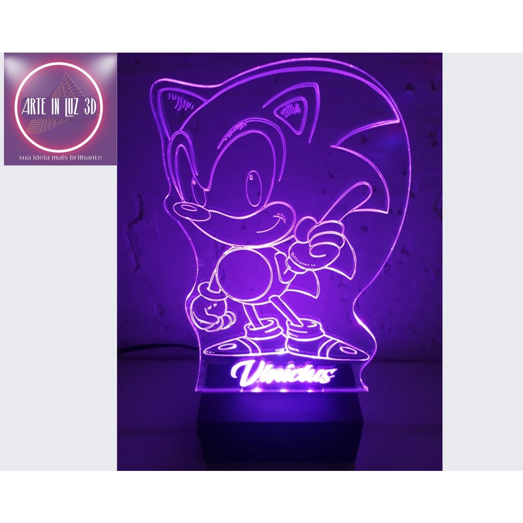 Luminária de Acrílico 3d Led Personalizada SONIC | Shopee Brasil