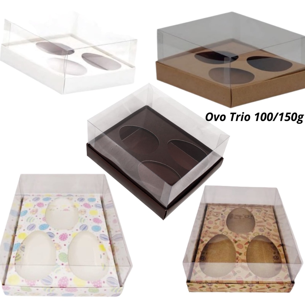 Caixa para Meio Ovo de Colher Trio 100g - 150g com - 05 - unidades (20,5x17x6,5cm) | Shopee Brasil