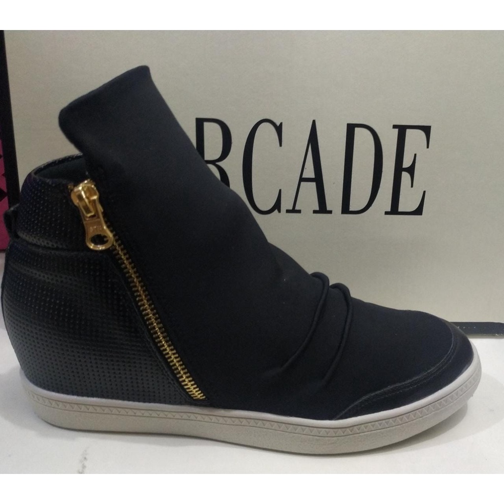Tênis Botinha Sneakers Feminino Preto 065530 - Orcade | Shopee Brasil