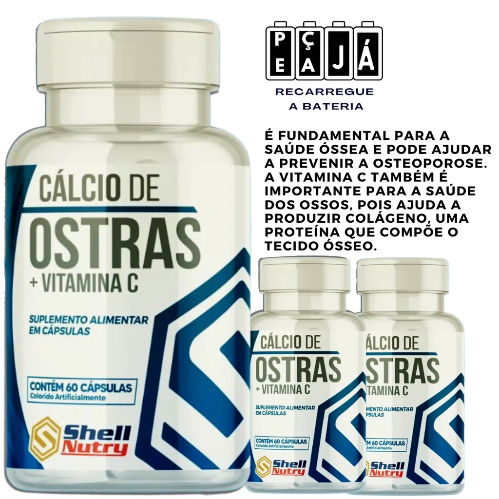 CÁLCIO DE OSTRAS + VITAMINA C - 03 UNID - melhora dentes, genviva ...