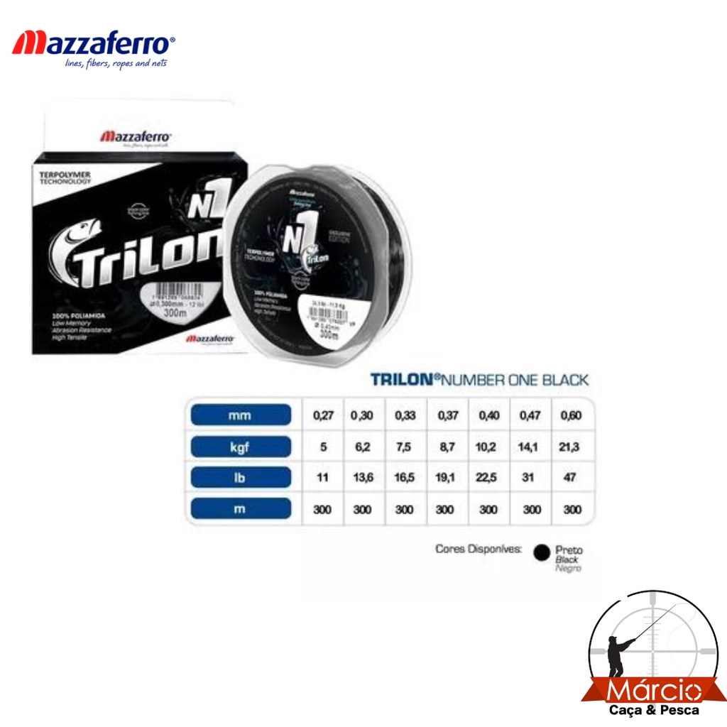 Linha para Pesca Trilon Number One Black 300 metros Mazaferro | Shopee ...