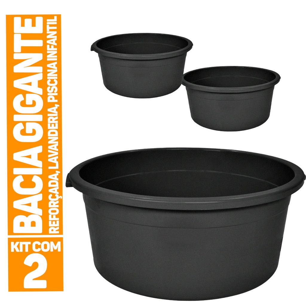 Kit 2x Bacia De Plastico Grande Reforcada Multiuso C Alca 80l | Shopee ...