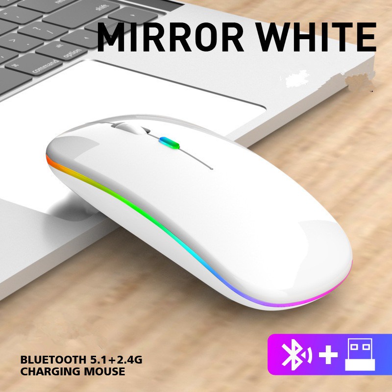 Mouse Slim Sem Fio Recarregável Silencioso Ergonômico RGB | Shopee Brasil