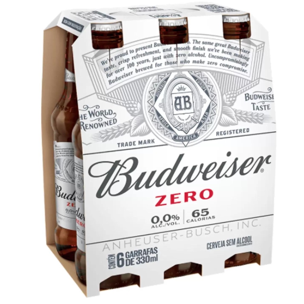 Cerveja Zero Álcool Budweiser Long Neck Pack 6 Uni 330 Ml | Shopee Brasil
