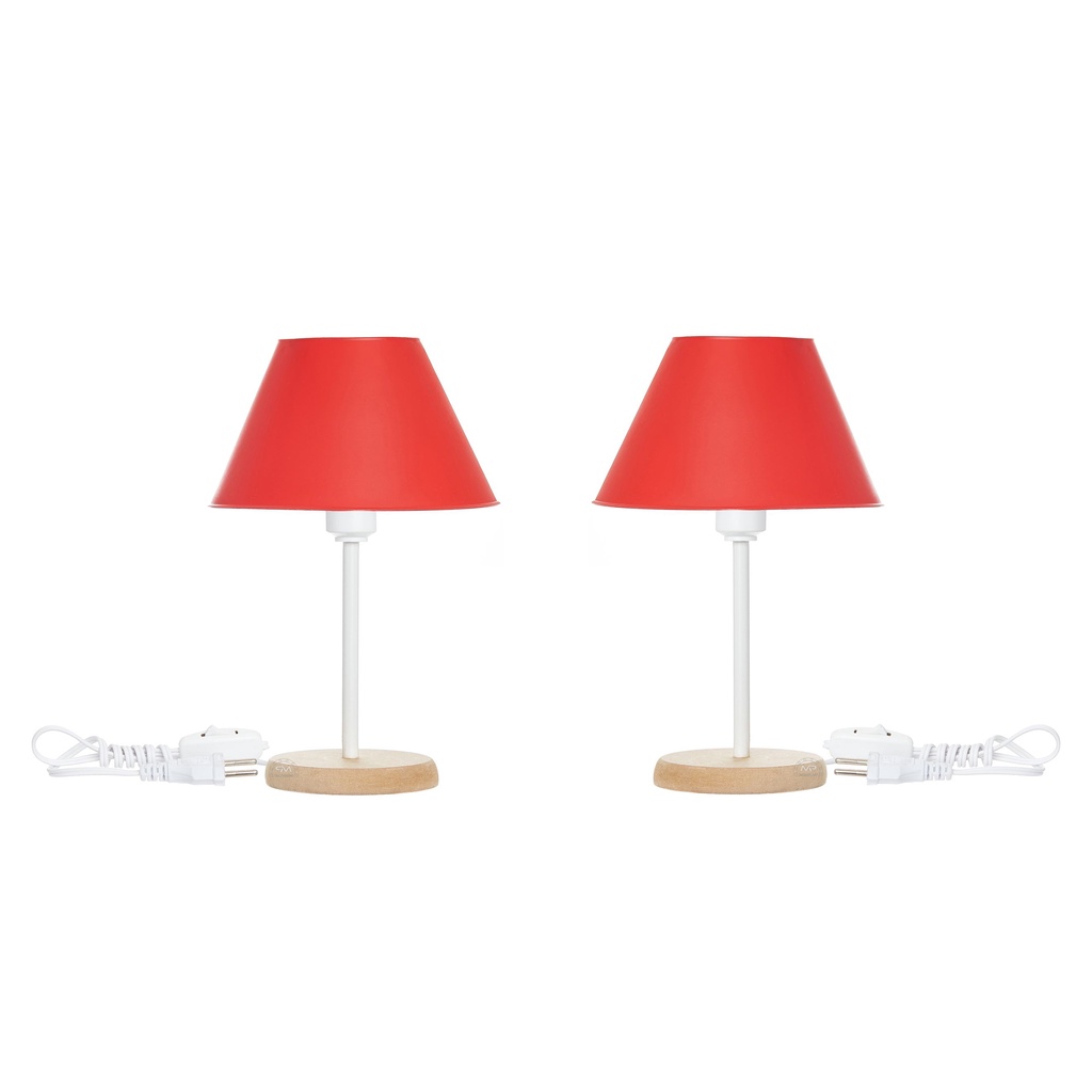 Kit 2 Abajures Luminária De Mesa Com Cúpula Base MDF 17cmx27cm (dxa ...