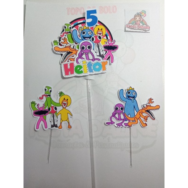 Topo de bolo personalizado - Rainbow friends. | Shopee Brasil