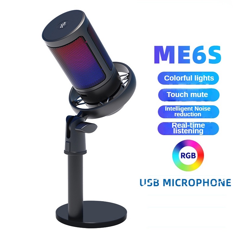 USB Condenser Gaming Microphone with RGB Colorful Light | Shopee Brasil