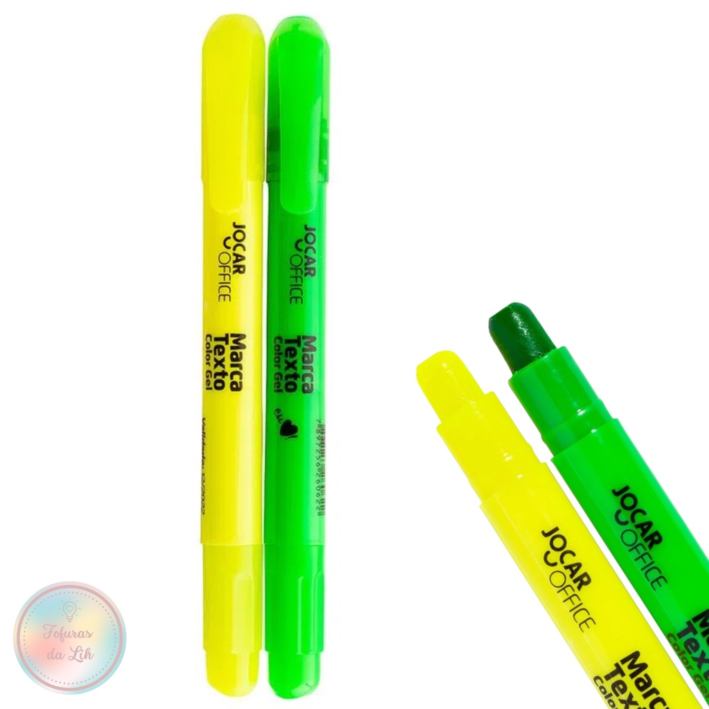 Kit 2 cores Marca texto Color Gel verde amarelo - Jocar Office | Shopee ...