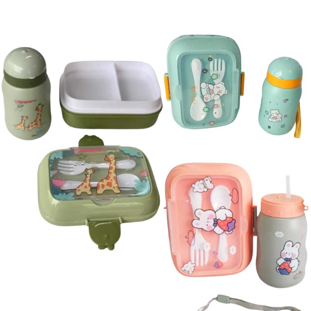 Kit Marmita Infantil C/ Garrafinha Squeeze Escolar Lancheira Pote ...
