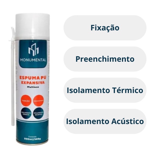 Espuma Pu Expansiva De Poliuretano 500ml/340g Com Aplicador Monumental | Shopee Brasil