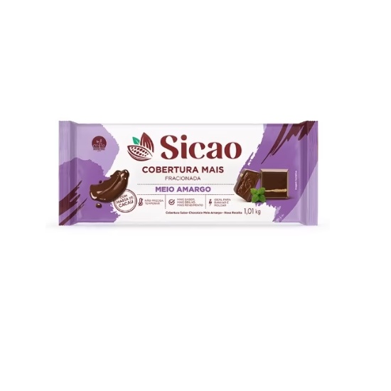 COBERTURA FRACIONADA DE CHOCOLATE MEIO AMARGO SICAO MAIS 1,01KG | Shopee Brasil