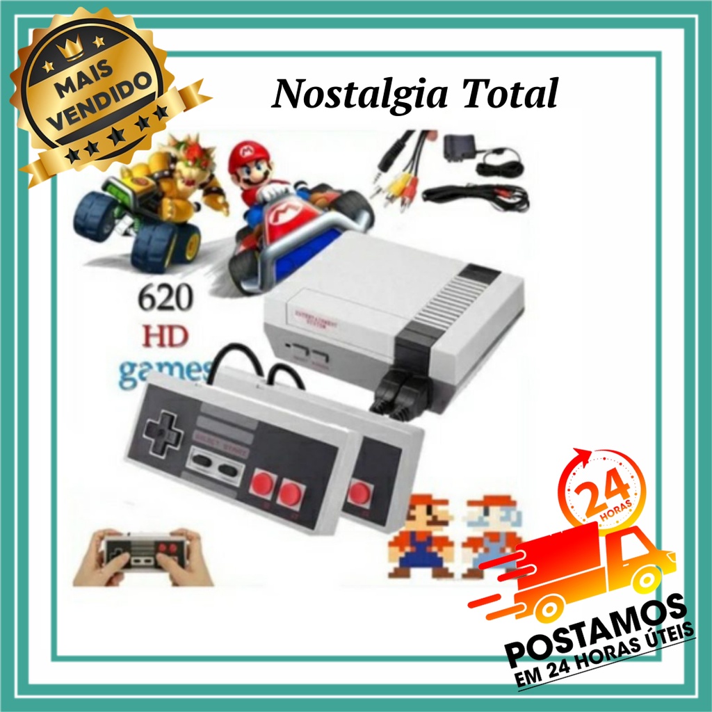Video Game Retro 620 Jogos Clássicos Conecta Tv 2 Controles tomada 110V ...