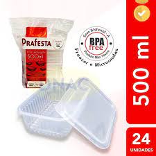 Pote Retangular Com Tampa 500ml Prafesta-24 Unidades | Shopee Brasil