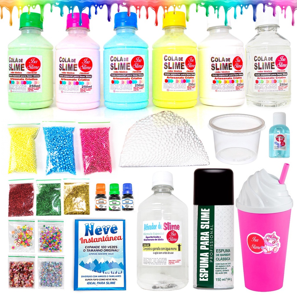 Kit Para Fazer Slime Isa Slime Brindes a Escolha | Shopee Brasil
