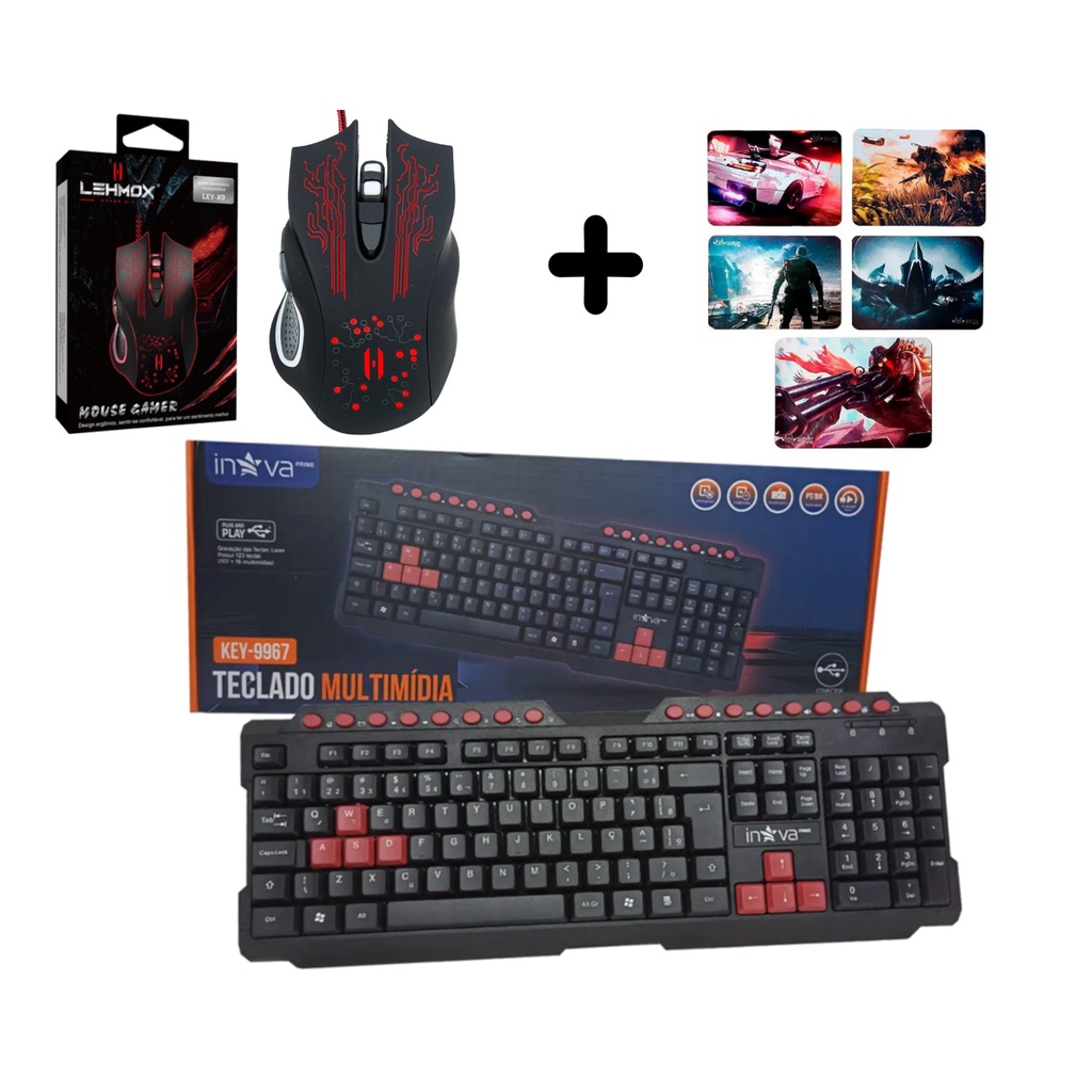 Kit Teclado e Mouse Gamer Multilaser Red Keys com Multimídia Usb ...