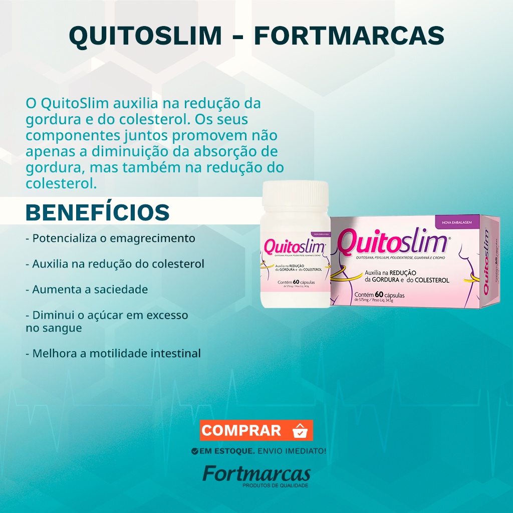 Quitoslim 60 cápsulas com Psyllium E Vitamina C e Cromo _ Fortmarcas ...