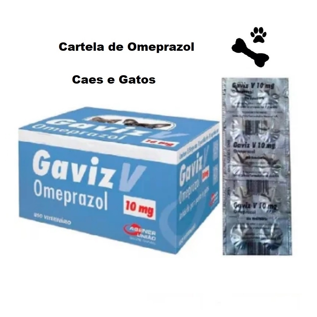 Gaviz V 10mg Omeprazol Antiácido Cães Gatos Blister C/10 Comprimidos ...